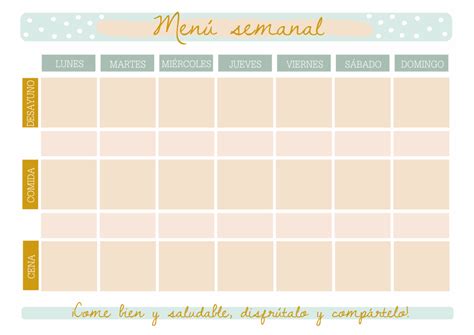 7 Plantillas Para Planificar El MenÚ Semanal Alejandra Del Río Menú