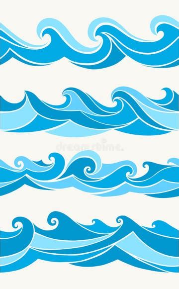 Set Of Seamless Patterns With Stylized Waves Stock Vector Illustration Of Fashion Liquid