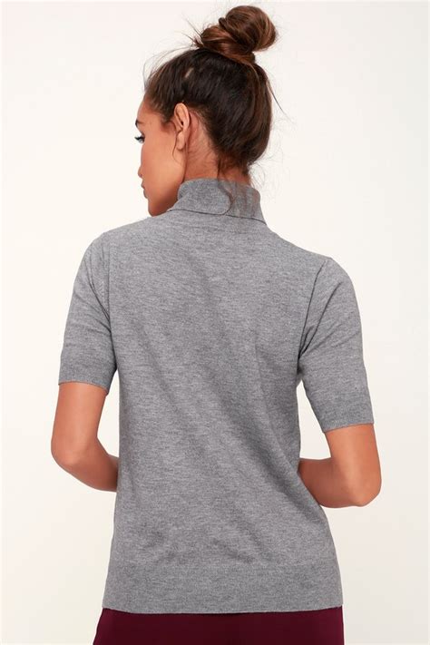 Chic Grey Top Short Sleeve Top Short Sleeve Turtleneck Top Lulus