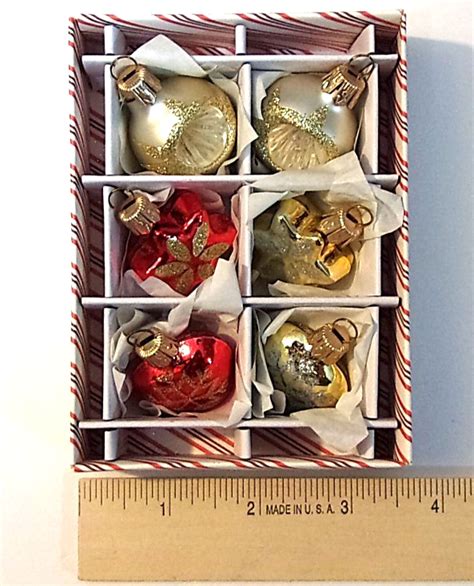 Hallmark 2018 Miniature Glass Christmas Ornament Set Lot Glitter Mini