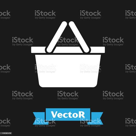 검은 색 배경에 격리 된 흰색 쇼핑 바구니 아이콘입니다 온라인 구매 개념입니다 배달 서비스 기호입니다 쇼핑 카트 기호입니다 벡터 일러스트레이션 가방에 대한 스톡 벡터 아트