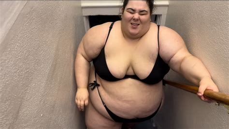 Disabled Fatty Struggles Up And Down A Narrow Flight Of Stairs Ssbbw Marigold Immobile