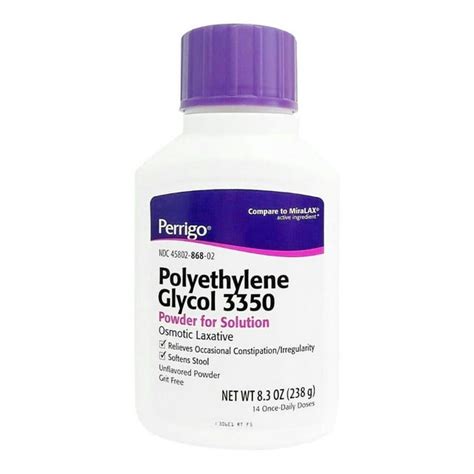Perrigo Polyethylene Glycol 3350 Powder Osmotic Laxative Compare To Miralax 8 3 Oz 238 G