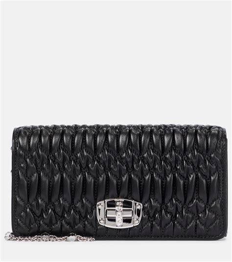 Borsa A Spalla In Pelle Matelassé In Nero Miu Miu Mytheresa