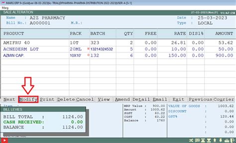 How To Change Bill Number At The Time Of Modify Sale Bill In Marg Software