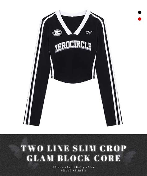큐티팝 🖤쫀쫀‼날씬핏 블록코어룩 두줄 라인 브이넥 슬림 크롭 긴팔 티셔츠 2color 스트릿 Y2k 스포티 트랙 크롭 레이싱 레터링 긴팔티셔츠 Db~024