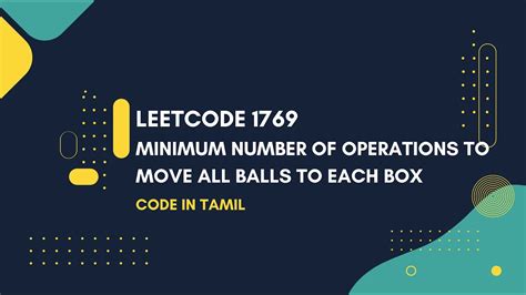 Leetcode 1769 Minimum Number Of Operations To Move All Balls To Each Box Java தமிழ் Youtube