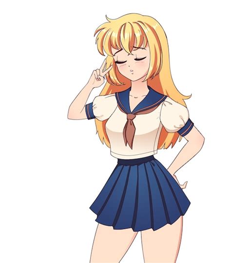 Premium Vector Sad Anime Manga Girl With Blonde Hair
