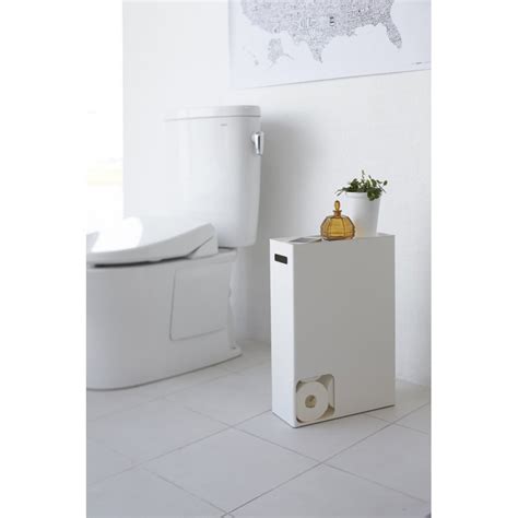 Reserve Papier Toilette Rangement Wc Design Metal Blanc Yamazaki
