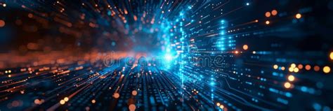 An Abstract Representation Of A Digital Data Stream In A Futuristic Cyberspace Environment Stock