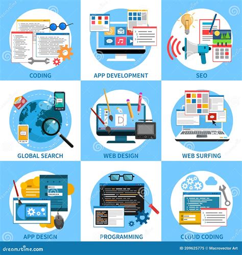 Web Development Concept Set Stock Vector Illustration Of Corporate