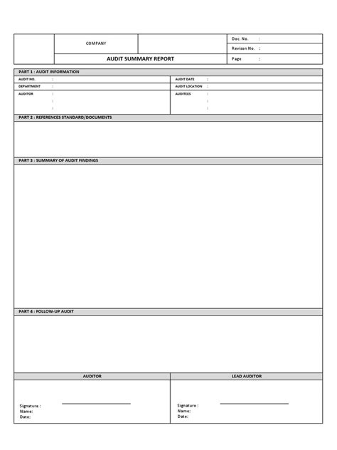 Audit Summary Report Pdf