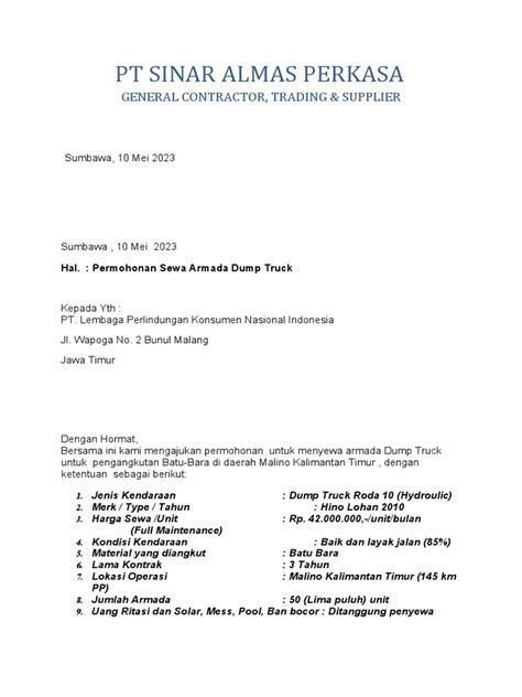 Contoh1 Loi Sewa Dump Truck Pdf