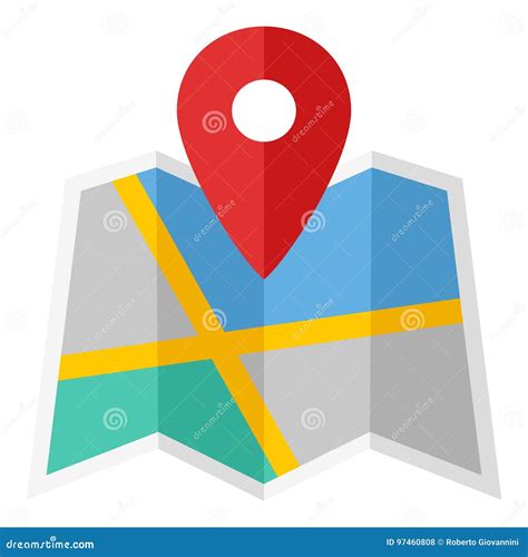 Карта и значок отметки положения плоский на белизне Иллюстрация вектора