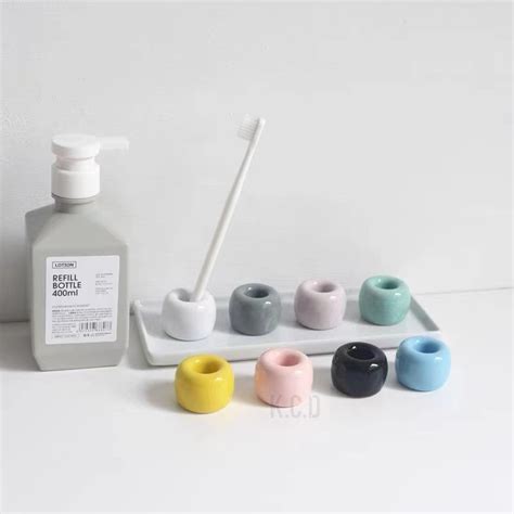 Mini Ceramic Toothbrush Holder Stand For Bathroom And Countertops Simple