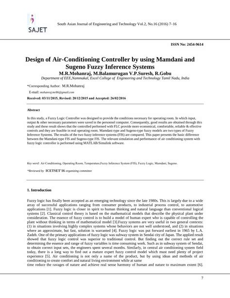 pdf design of air conditioning controller by using mamdani and