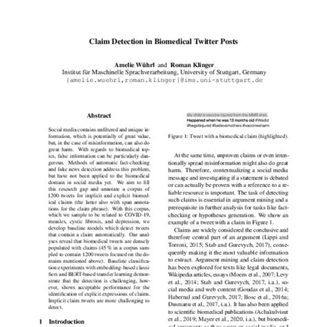 Claim Detection In Biomedical Twitter Posts Acl Anthology