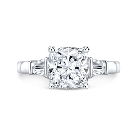 14 Ct Princess Cut Natural Diamond Custom Side Baguettes Diamond