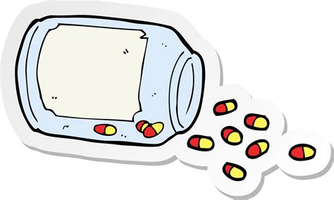 Autocollant Dun Pot De Pilules De Dessin Animé 10567218 Art Vectoriel