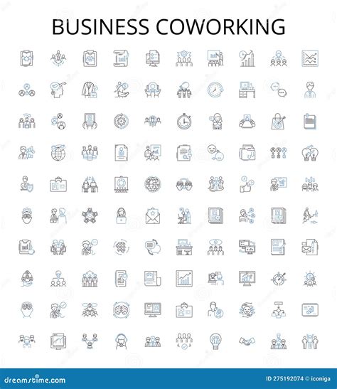 Business Coworking Outline Icons Collection Co Working Business