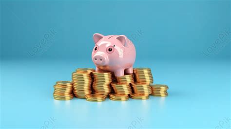 돈 절약 및 성장 파란색 배경에 황금 동전이 있는 3d 렌더링된 핑크 돼지 저금통 돈 절약 및 성장 파란색 배경에 황금 동전이 있는 3d 렌더링된 핑크 돼지 저금통