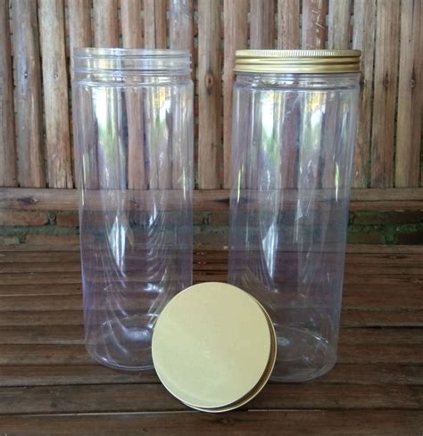 Toples Polos Plastik Ml Jar Bening Tutup Aluminium Gold Wadah Snack Kue Kering Lazada