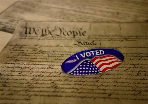 I Voted Sticker On United States Constitution Editorial Image Image