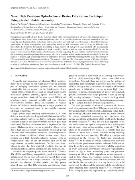 Pdf Novel High Precision Optoelectronic Device Fabrication Technique