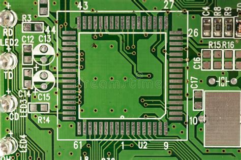 Close Up Of A Circuit Board With Microcircuits From An Electrical Appliance Or Computer Stock