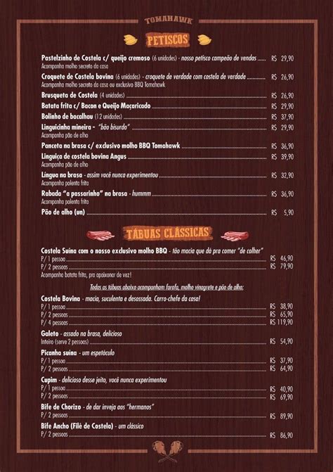 Menu Em Tomahawk Costelaria Resende RJ Restaurante Resende