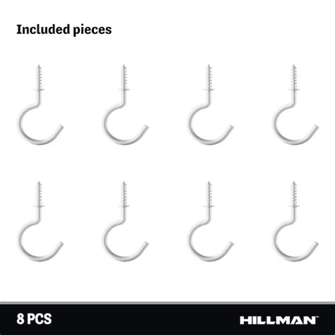 Hillman 087 In White Steel Cup Hook 8 Pack 122235 At