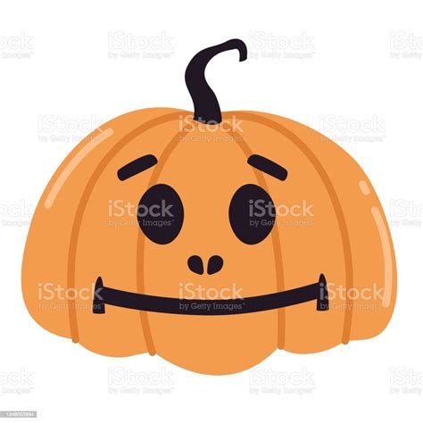 할로윈 Pumkin 벡터 스티커 할로윈 고립 된 아이콘 흰색 배경에 무관심 한 표정으로 호박 벡터 일러스트레이션 10월에 대한