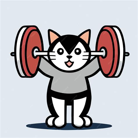 Premium Vector Cute Vector Design Of A Cat Exercising Lifting Weights