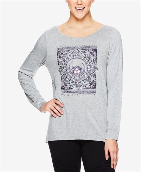 Gaiam Hailey Graphic Strappy Back Long Sleeve T Shirt Macys