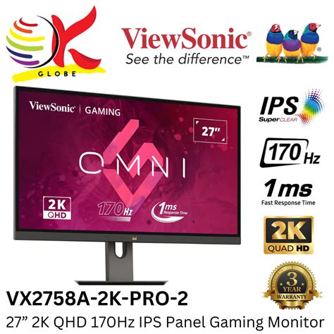 Viewsonic 27 Vx2758a 2k Pro 2 Led 2k Qhd 170hz Superclear Ips Panel
