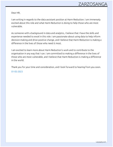Cover Letter For Harm Reduction Lazyapply