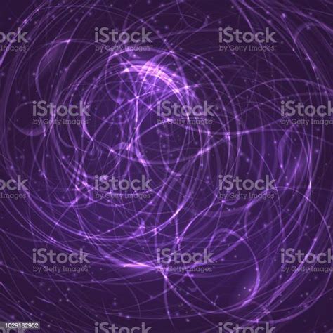 보라색 공간 배경입니다 빛나는 혼란 곡선 고 반짝이 입자입니다 미래 벡터 일러스트입니다 당신의 작품에 대 한 디자인 서식 파일을 편집 하 게 쉬운 0명에 대한 스톡 벡터