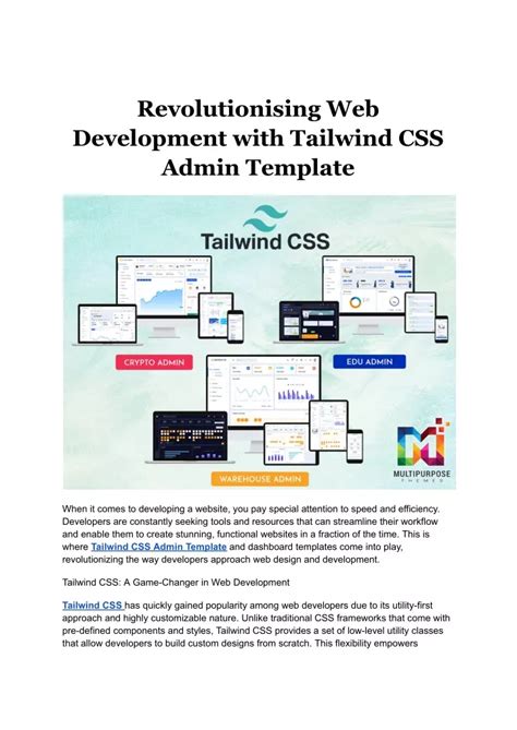 PPT Revolutionising Web Development With Tailwind CSS Admin Template PowerPoint Presentation
