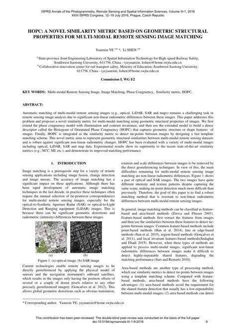 Pdf Hopc A Novel Similarity Metric Based On Geometric Structural Properties For Multi Modal