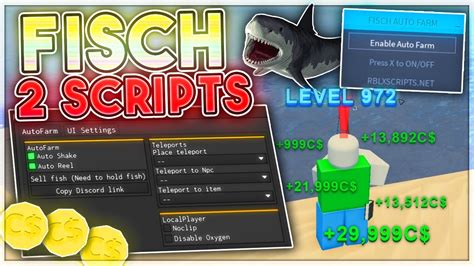 Roblox FISCH Script 2 GUIS INF COIN AUTO FARM AUTO FISH AUTO SELL