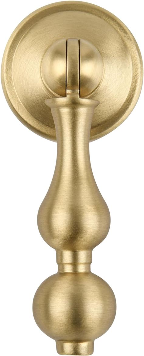 Saliseng Solid Brass Kitchen Cabinet Knobs 6 Pack Brushed Gold Drop