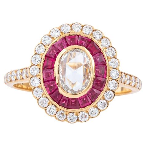18 Karat Gold 513 Carat Diamond Citrine And Ruby Cocktail Ring For