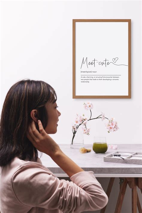 Meet Cute Definition Print Minimalist Dictionary Art Two Colors