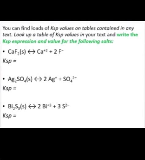 Solved You Can Find Loads Of Ksp Values On Tables Contained Chegg Com