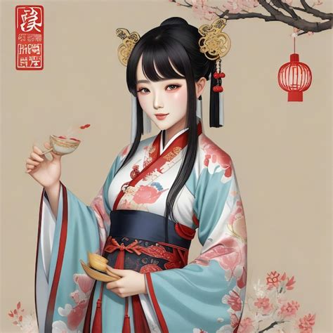 Premium Ai Image Ancient Chinese Traditional Girl Watercolor