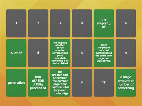 Quantifiers Vocabulary Matching Pairs