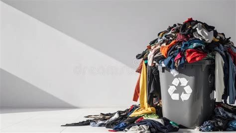 Overflowing Recycling Bin Full Of Clothes Promoting Textile Reuse And