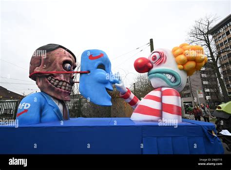 Duesseldorf Germany 12th Feb 2024 An Afd Float Is Driven To The