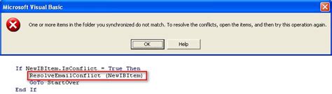 Solved Using Vba To Resolve Conflicts In Ms Outlook Experts