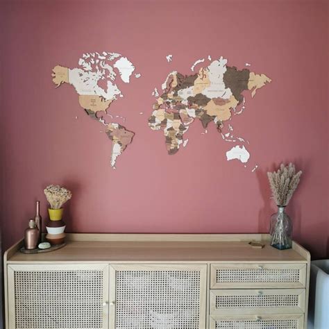 Wooden World Map Diy Map World Map Wall Art Home Decor Housewarming T Living Room